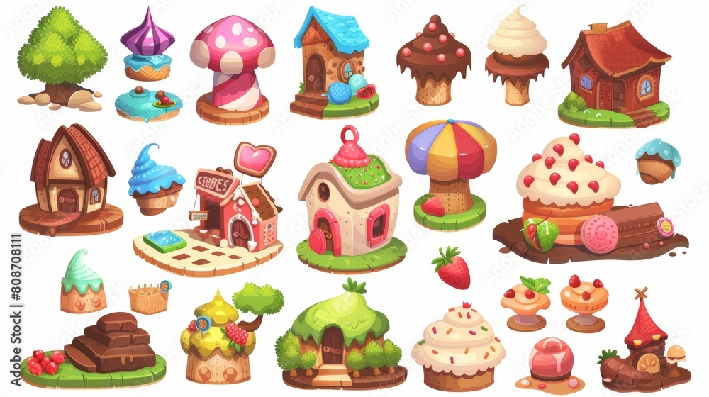ภาพประกอบสต็อก Animated modern illustration of sweet town map ...