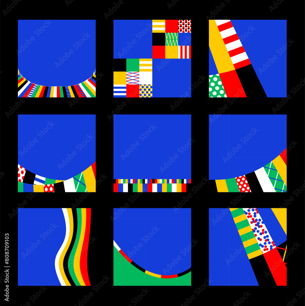 Europe football 2024 social media backgrounds set. Vector illustration ...