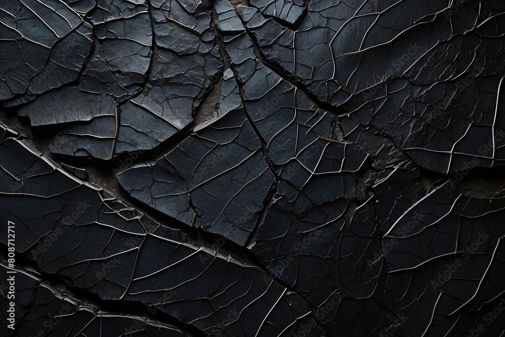 High-resolution image showcasing a detailed texture of black cracked ...