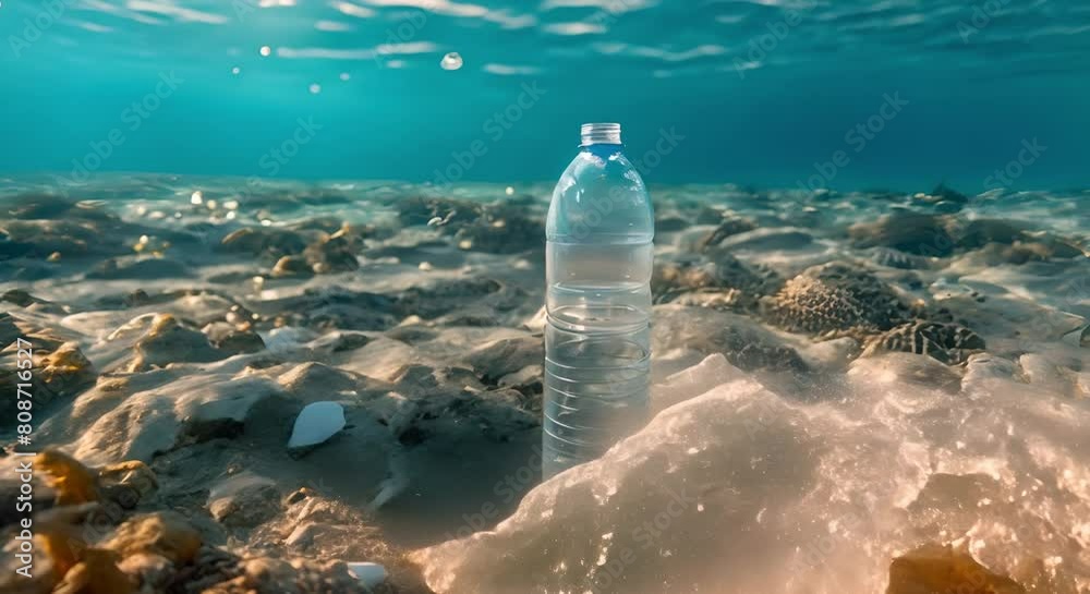 Lost plastic bottle on ocean floor symbolizes harmful impact of plastic ...