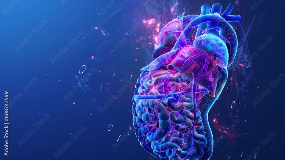 Diagram of the human heart and its connections Stock Illustration ...