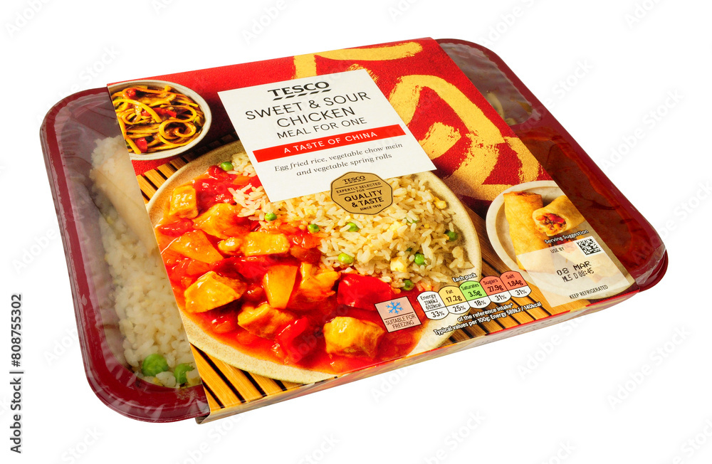 Tesco sweet and sour chicken meal for one with egg fried rice ...