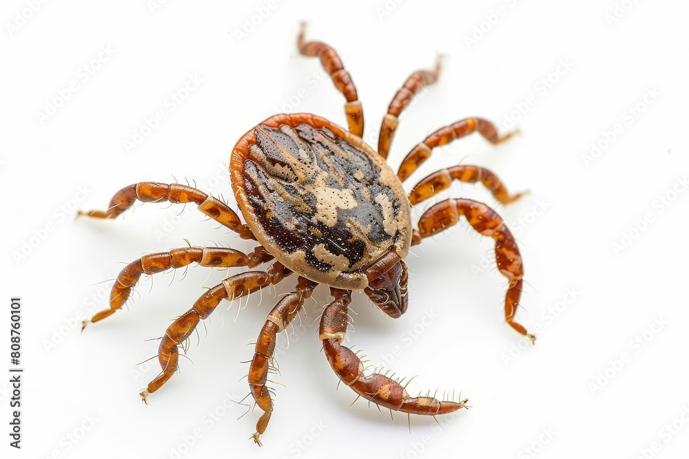 detailed closeup of a tick dermacentor reticulatus isolated on white ...