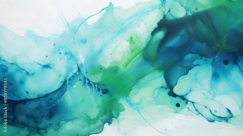 watercolor painting of green and blue nature poster background Stock ...