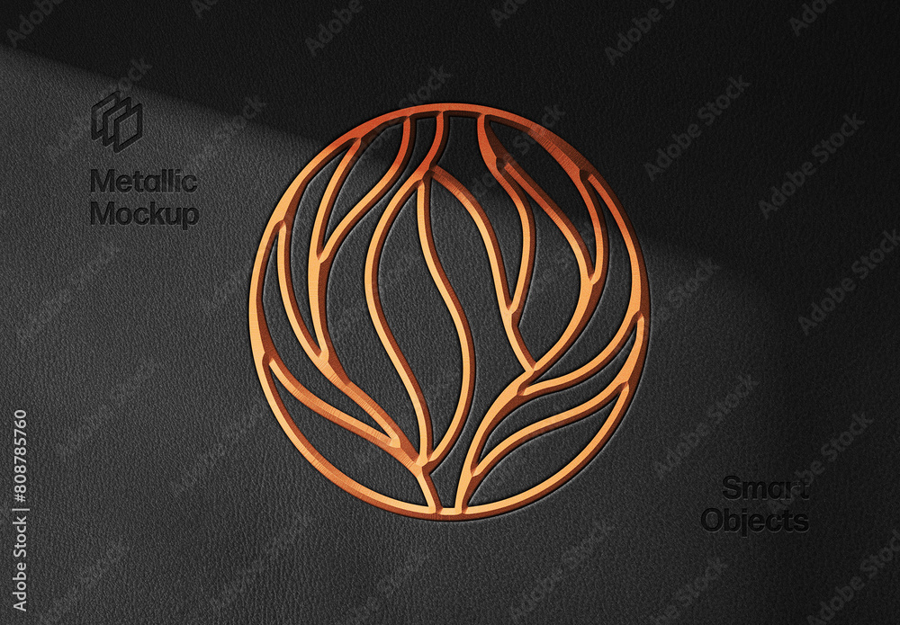 Bronze Engraved Metallic Text And Logo Mockup Stock Template | Adobe Stock