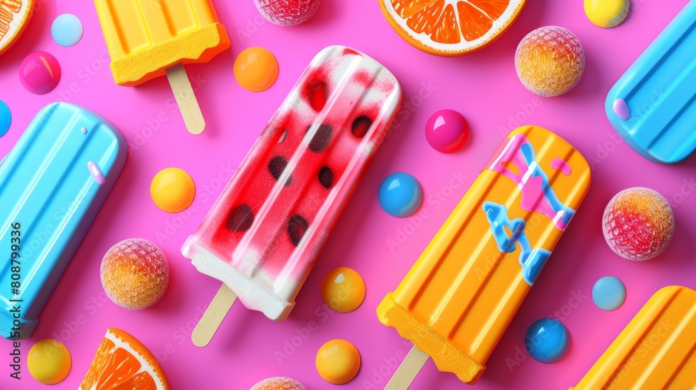summer popsicle art, fun and vibrant pop art summer background ...