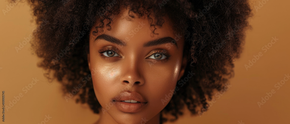 Beauty portrait face of beautiful black brown woman model healthy and ...