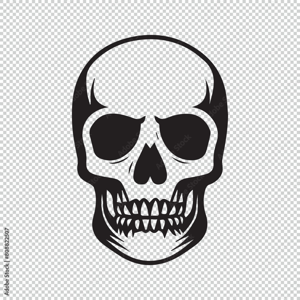 Simple human skull head icon logo, vector illustration on transparent ...