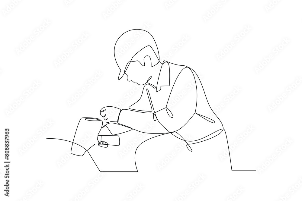 Simple continuous lin drawing of look closely at geological samples ...