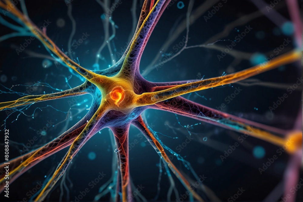Visualization of nerve cells, transmission of electrical impulses ...