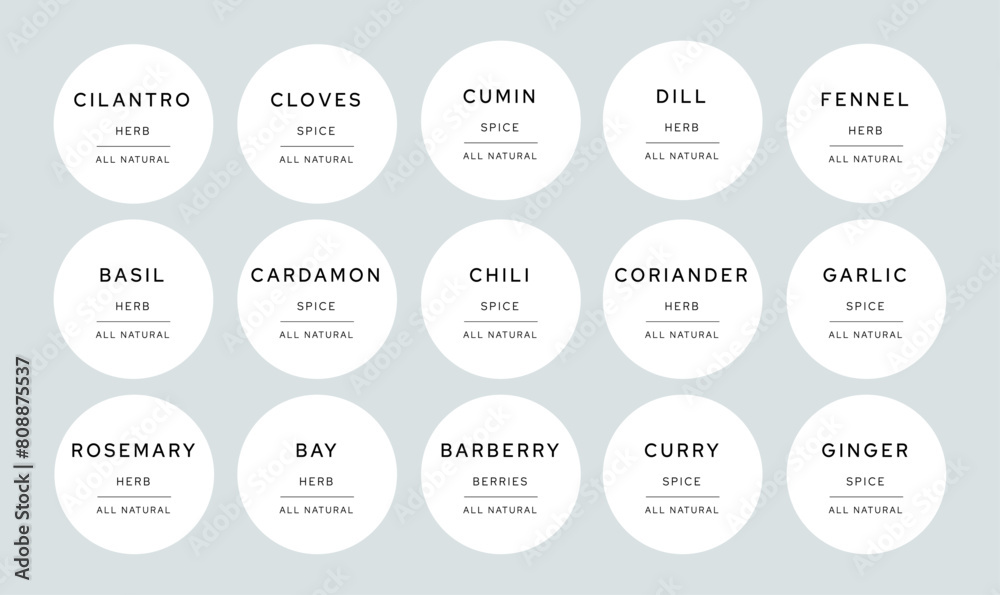 kitchen pantry labels premade design template for herbs and spices ...