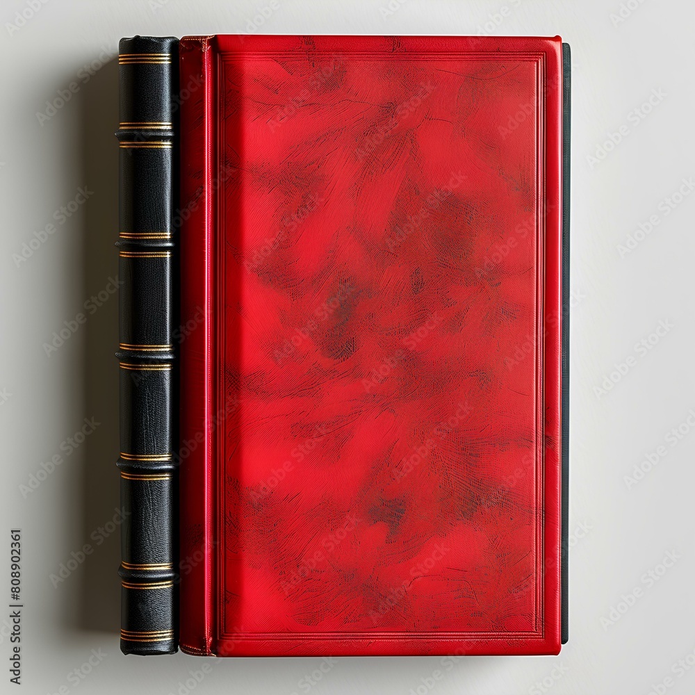Old red book isolated on white background with shadow. Old dark ...