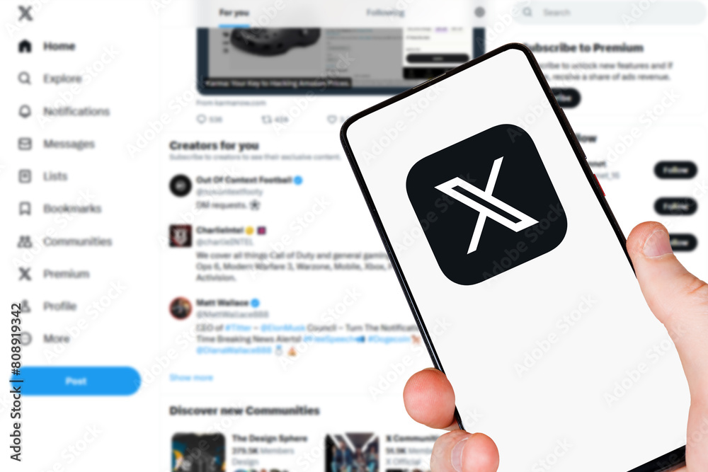 X app logo former Twitter social media on smartphone and computer Stock ...