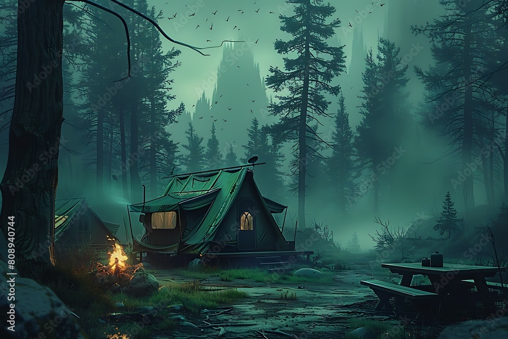 A Frightening AI-Generated Render of a 2D Haunted Campsite in the Dark ...