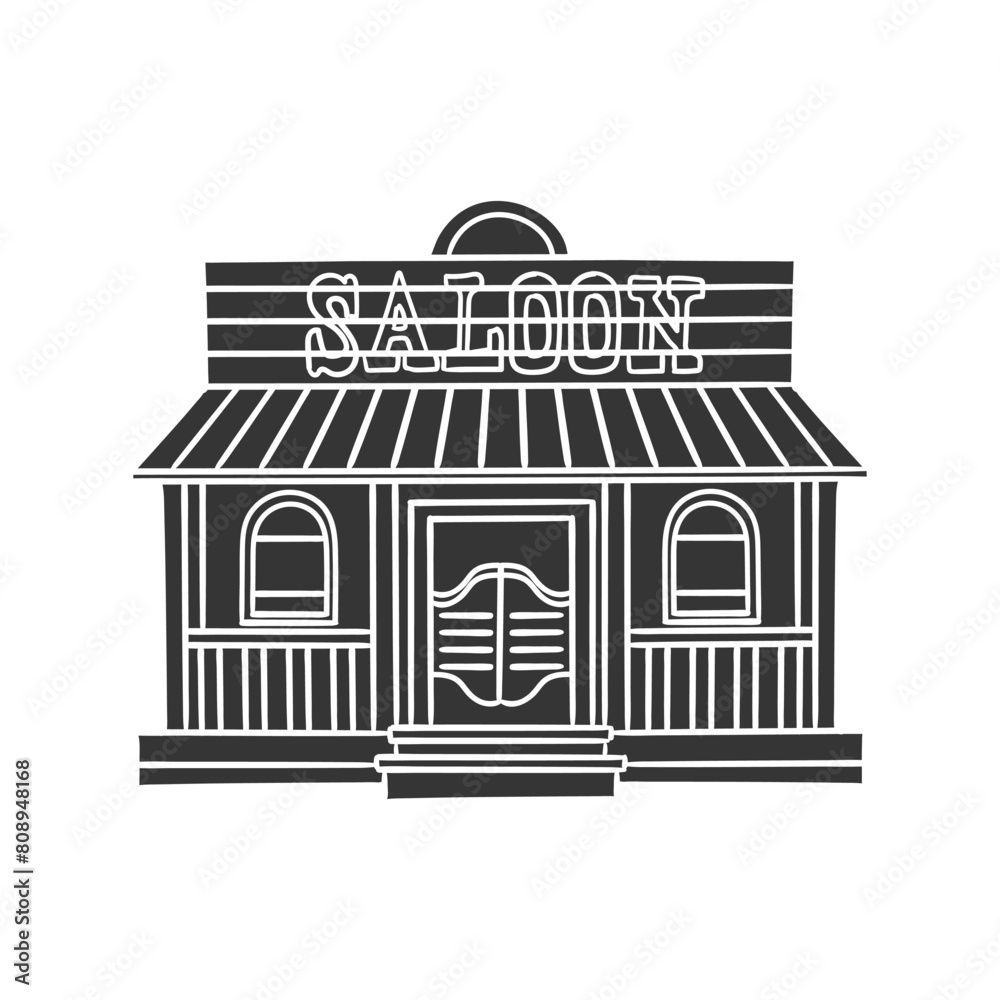 Western Saloon Icon Silhouette Illustration. Cowboy Vector Graphic ...