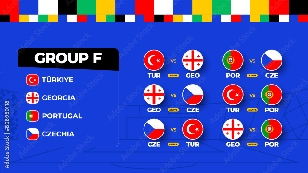 Group F Football cup 2024 matches. national team Schedule match in the ...
