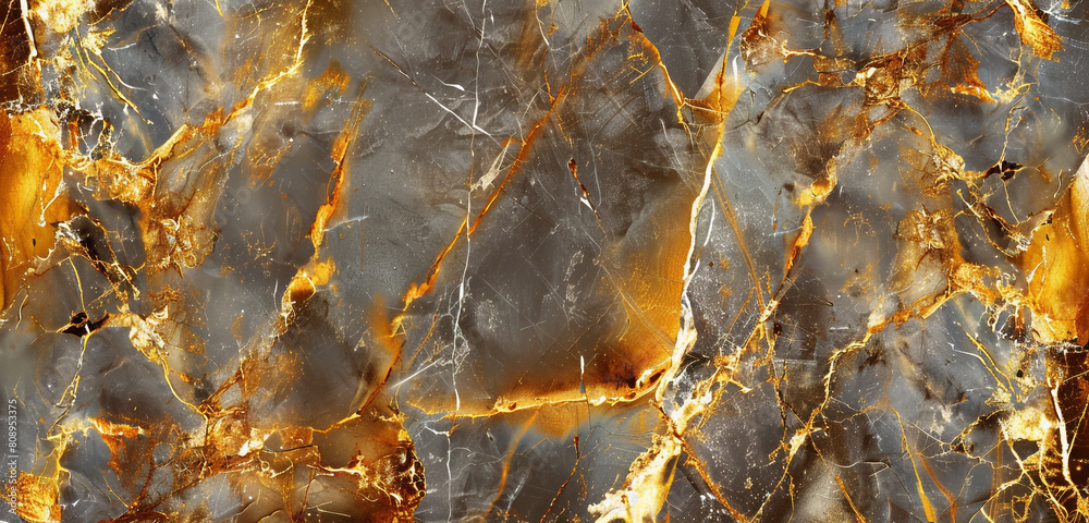 Dramatic amber slate grey marble background with opulent golden veins ...
