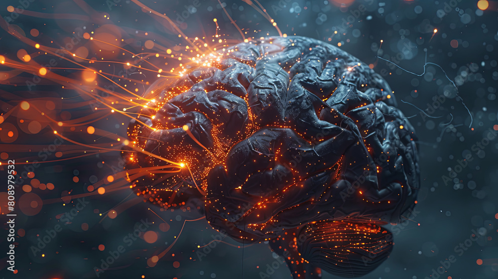 Human Brain with AI Neural Network 5 Stock Illustration | Adobe Stock