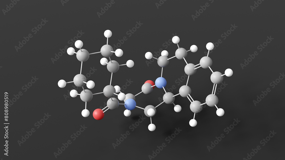 praziquantel molecular structure, anthelmintics, ball and stick 3d ...