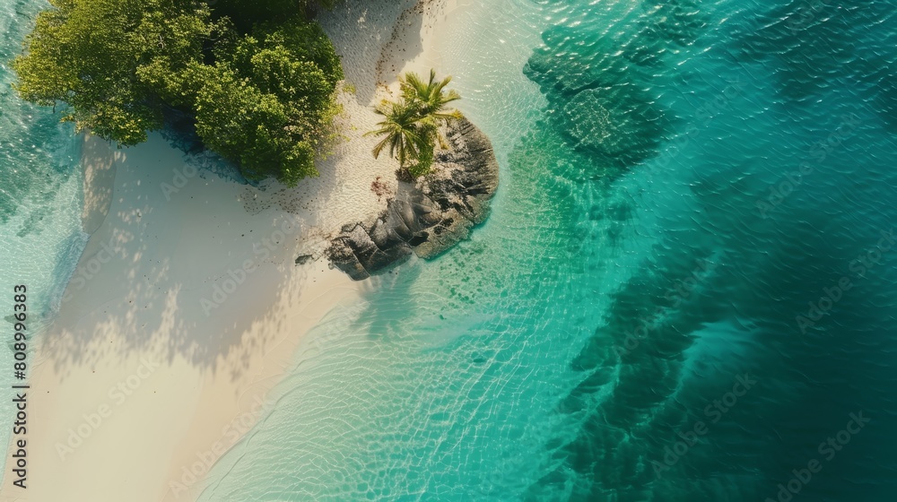 Deserted Island Beaches, Aerial footage of deserted sandy beaches on a ...