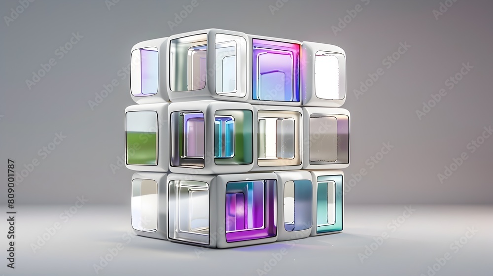 Modular Futuristic Cuboid with Soft Edges and Vibrant Colored Panels ...