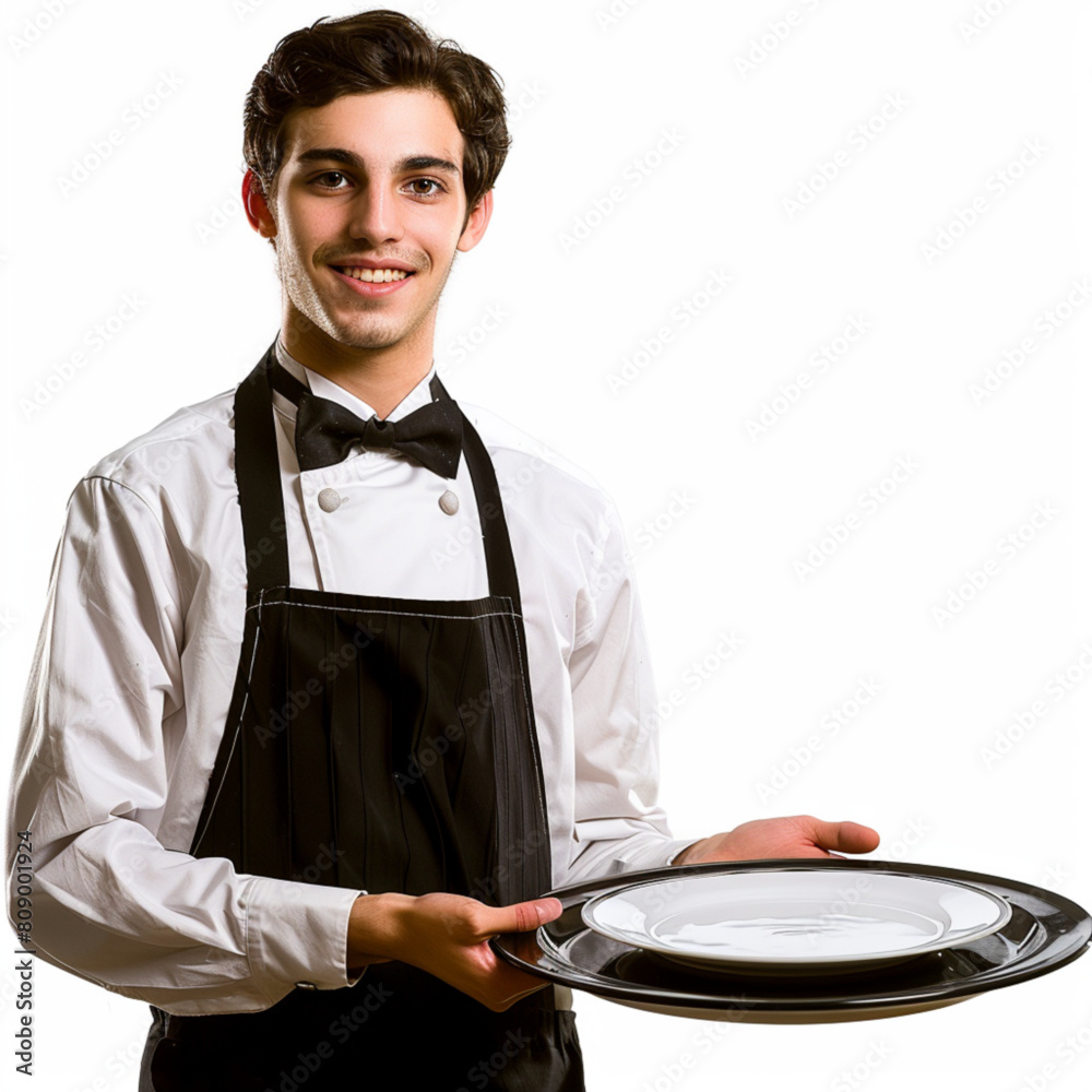 Realistic 3D Young Friendly Professional Waiter in Formal Attire Happy ...