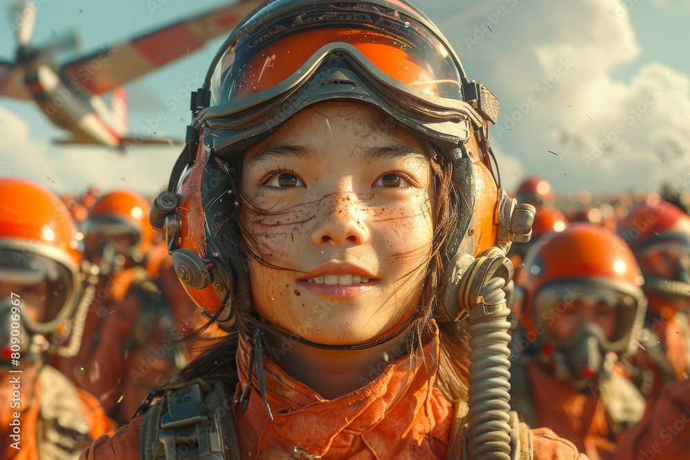 Enchanting illustration portrays young girl pilots in vintage flight ...