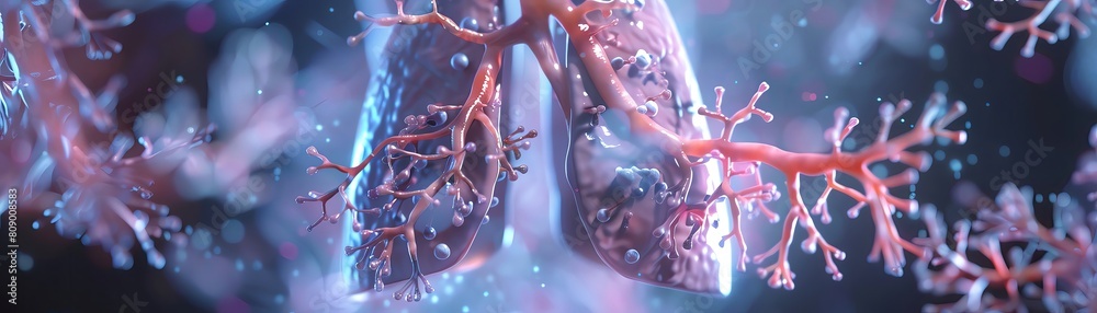 Medical animation showing the detailed process of oxygen exchange in ...