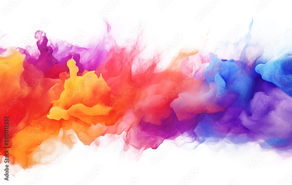 Colourful powder paint or smoke abstract substance in motion isolated ...