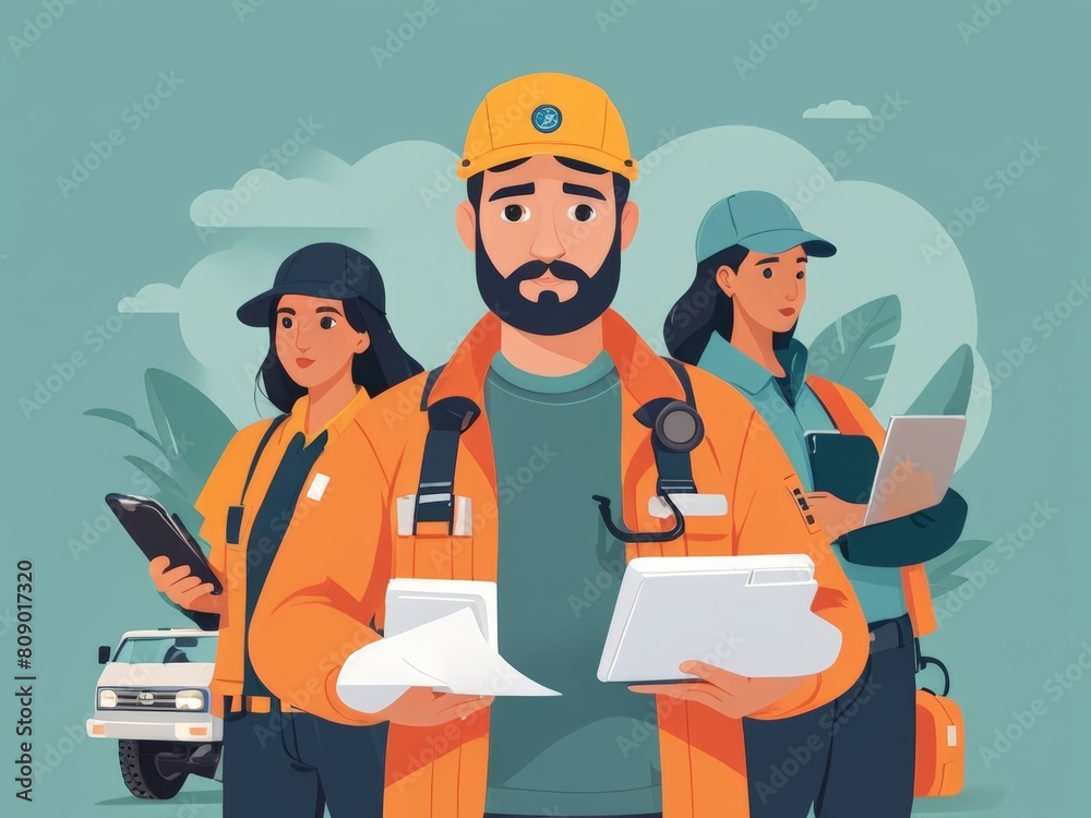Public Transport Employee Flat Design Illustration Suitable for Job ...