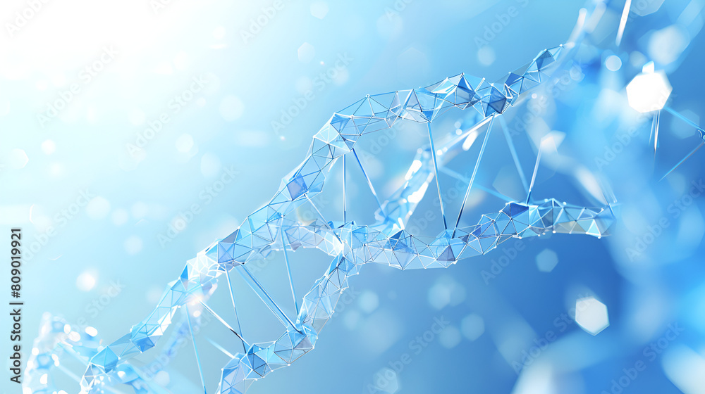 Bioengineering concept with spiral molecule DNA structure on abstract ...