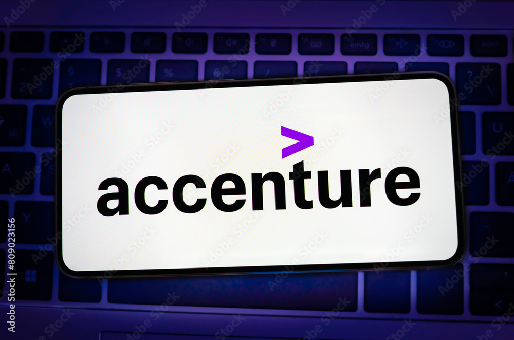 Accenture company logo displayed on mobile device Stock Photo | Adobe Stock