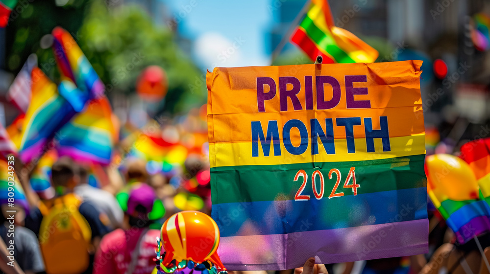 HAPPY PRIDE MONTH 2024 rainbow colours with texts 'Pride Month 2022 ...