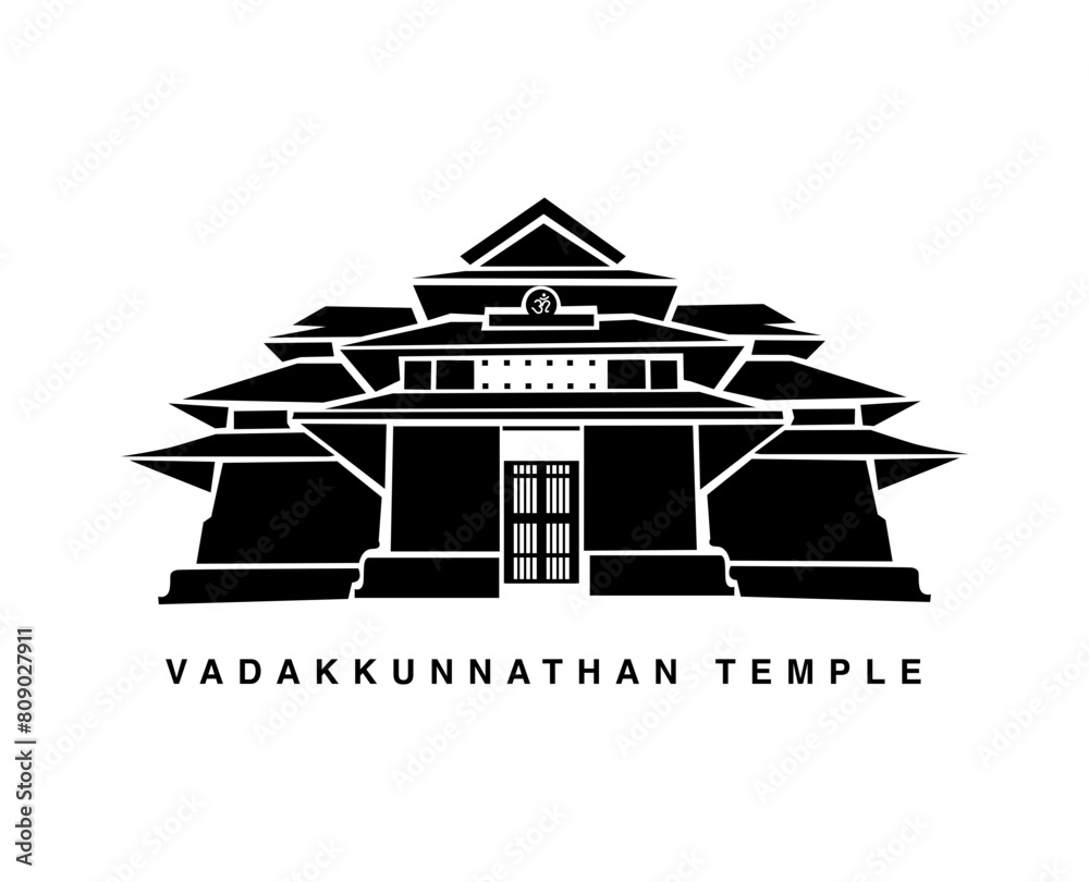Sri Vadakkunnathan Temple, Thrissur vector icon. Lord Vadakkunnathan ...