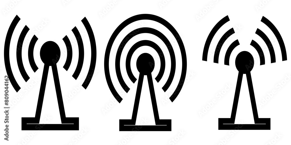 Set of vector wireless WIFI icons , Antenna tower icon collection ...