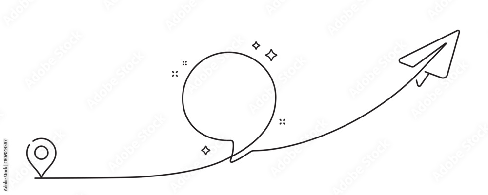 Paper plane travel route. Abstract continuous line journey path, plane ...