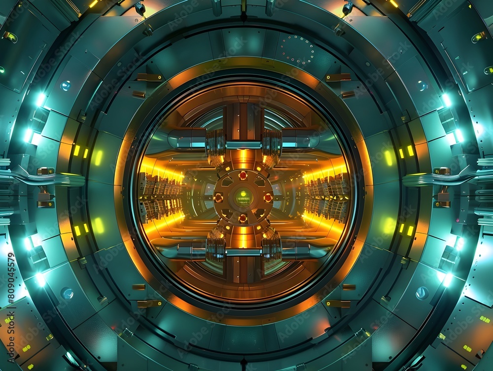 Nuclear Fission A 3D Rendered Cross-section of a Reactor Core in Stock ...