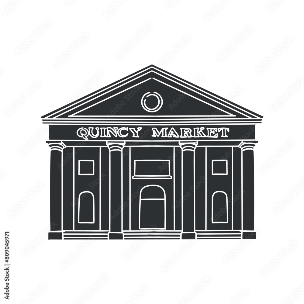 Quincy Market Icon Silhouette Illustration. Boston Vector Graphic ...