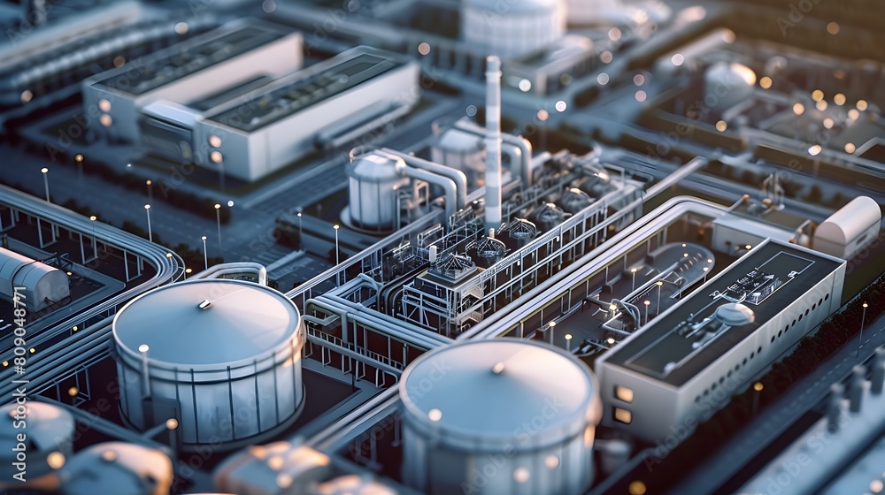 Aerial Perspective of a 3D Rendered Nuclear Fuel Reprocessing Facility ...