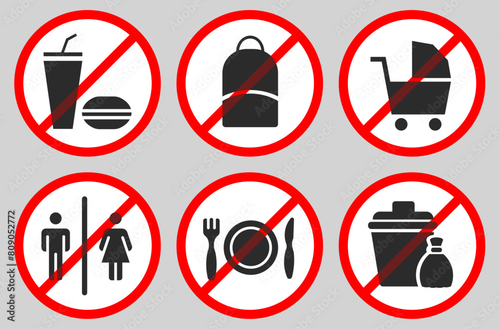 Food court sign boards on white background vector bags allowed or ...