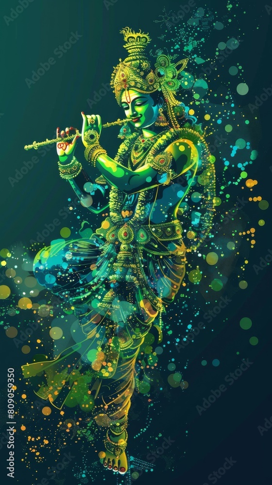 Illustration of Lord Krishna in a colorful and artistic style Stock ...