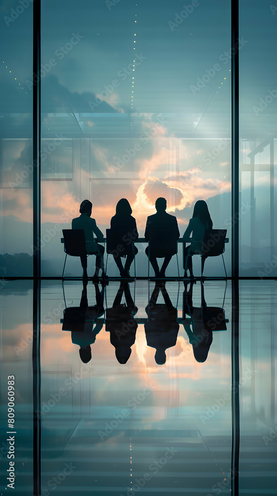 Corporate Meeting: Executive Leadership Team Evaluating Key Performance ...