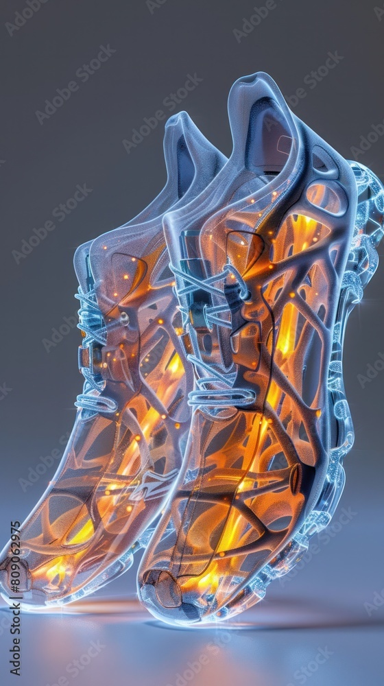 Transparent Mesh Sneaker with Futuristic Skeleton Structure Stock ...