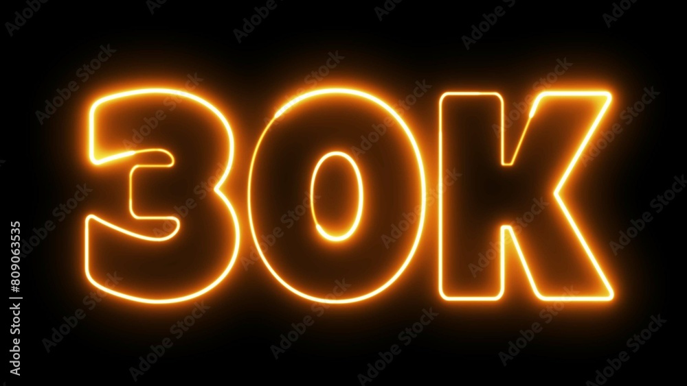 30K Electric orange lighting text with animation on black background ...