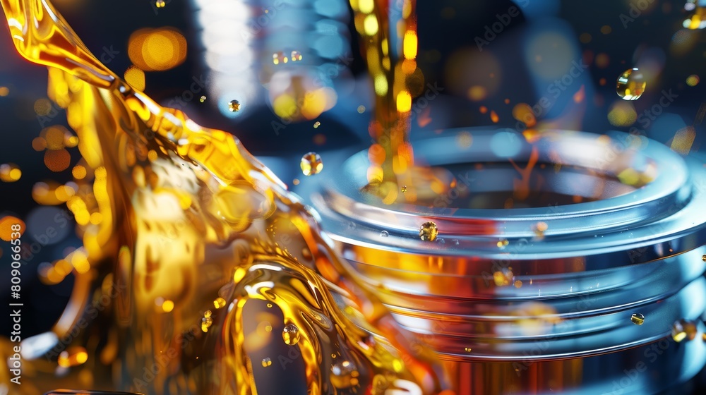 Lubricant Dance, A close-up view of an oil filter with vibrant oil ...