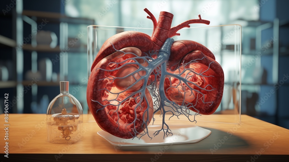 ภาพประกอบสต็อก Hepatic Health Showcase Highlighting the Contrast ...