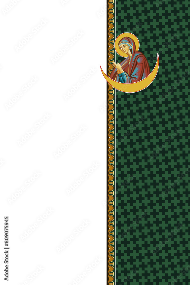 Blessed Virgin Mary. Religious decorative border design. Illustration ...