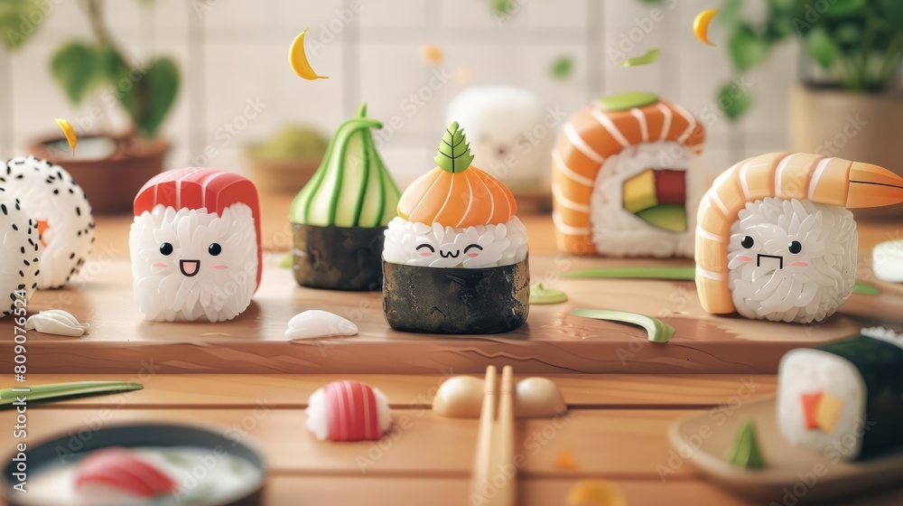 Japanese art style creative design brings animated sushi characters to ...