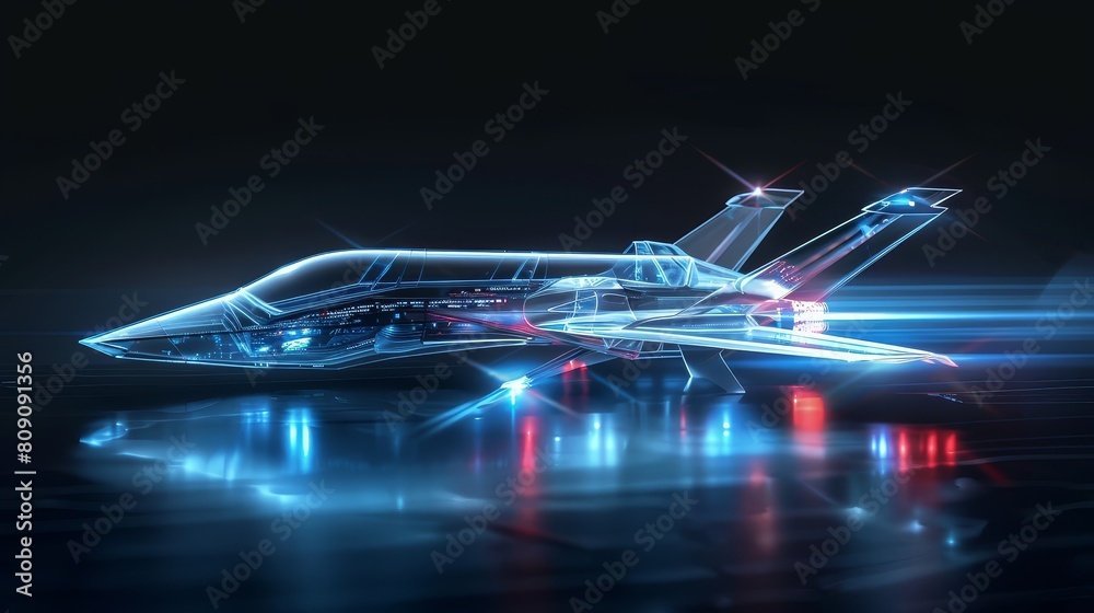 A minimalist X-ray aircraft structure showcases its metallic form ...