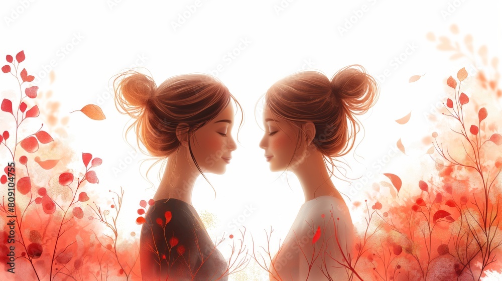 Two Women Facing Each Other created with Generative AI Technology, ai ...